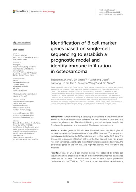 Pdf Identification Of B Cell Marker Genes Based On Single Cell