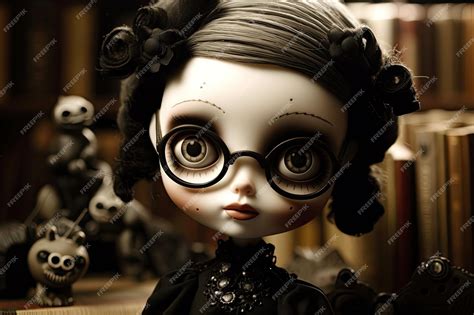 Premium Ai Image A Doll With Big Eyes And Black Hair