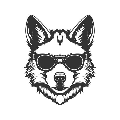 Premium Vector Wolf Wearing Sunglasses Vintage Logo Line Art Concept