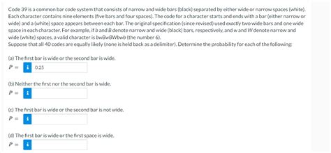 Solved Code 39 Is A Common Bar Code System That Consists Of