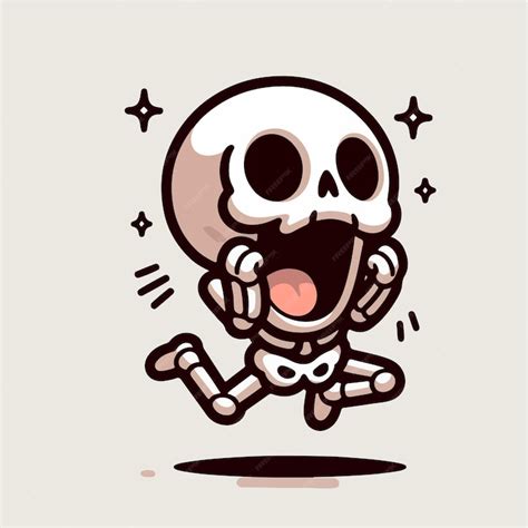 Premium Vector Vector Cute Skull Is Happy In A Simple Cartoon Style
