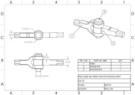 Knuckle Joint Assembly Drawing Pdf