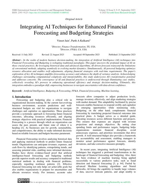 Pdf Integrating Ai Techniques For Enhanced Financial Forecasting And