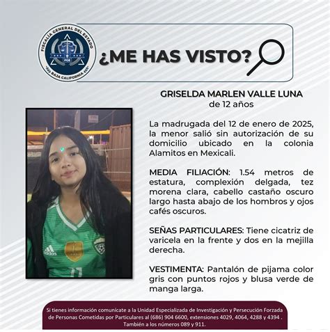 Buscan A La Menor Griselda Marlen Valle Luna Periodismo Negro