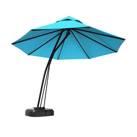 Resenkos 11 Feet Outdoor Cantilever Hanging Umbrella With Base And