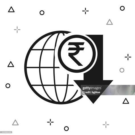 Indian Rupee Rate Decrease Icon On White Background High Res Vector