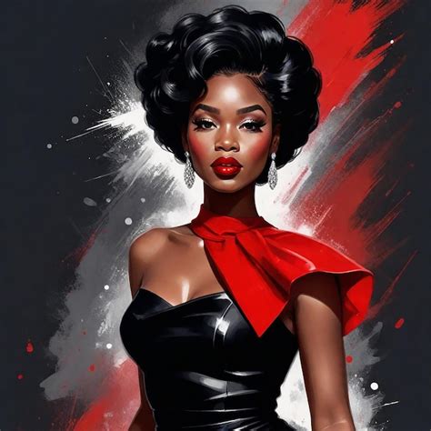 Premium Photo A Woman With A Red Bow On Her Neck Is Posing For A Photo