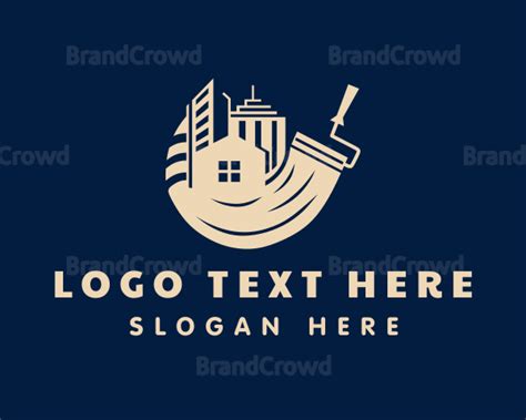 House Building Paint Roller Logo Brandcrowd Logo Maker