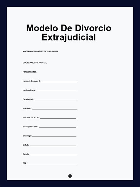 Modelo De Papeis De Divorcio