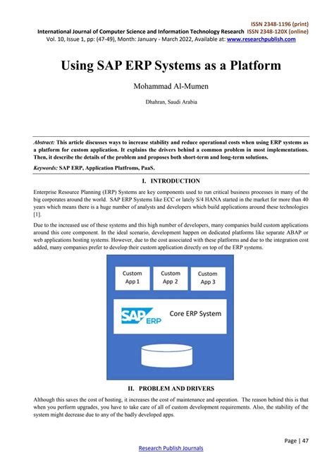 Using Sap Erp Systems As A Platform By Research Publish Journals Issuu