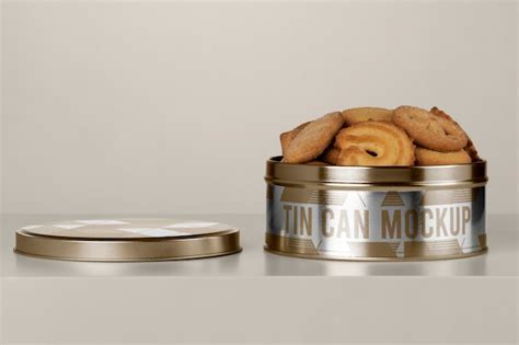 Premium Psd Metal Cookie Box With Sweets