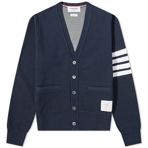 Thom Browne Mens 4 Bar Heavy Pique Cardigan In Navy Thom Browne