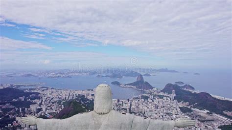 Aerial View Of Christ The Redeemer Statue Above Rio De Janeiro Brazil