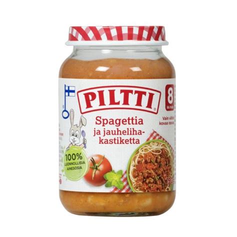 Piltti Piltti 190g Spagettia Ja Jauhelihakastiketta Lastenateria 8kk