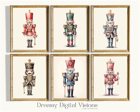 Set Of 6 Classic Nutcracker Christmas Prints Traditional Christmas