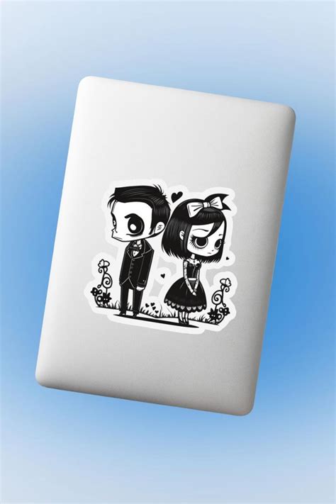 Chibi Goth Valentine Couple Backs Turned By Trinket Trickster