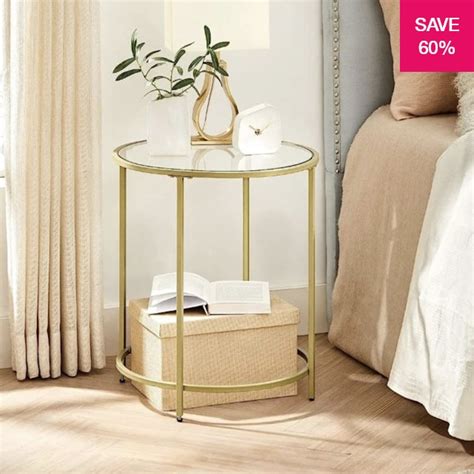 60 Off On Bragg Geneva Round Glass Side Table Onedayonly