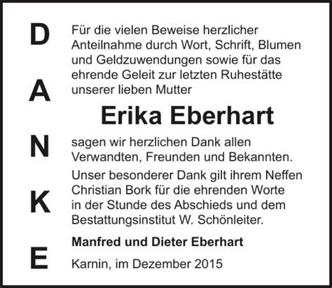 Traueranzeigen Von Erika Eberhart Trauer Anzeigen De