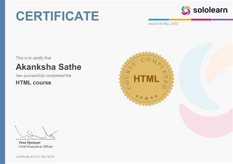 Akanksha Sathe On Linkedin Successfully Completed Html Course