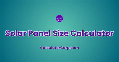 Solar Panel Size Calculator Check Battery Charge Duration