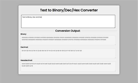Text To Binarydechex Converter Using Html Css And Javascript With