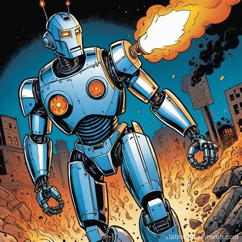 Robot Running With Torch Stable Diffusion Online