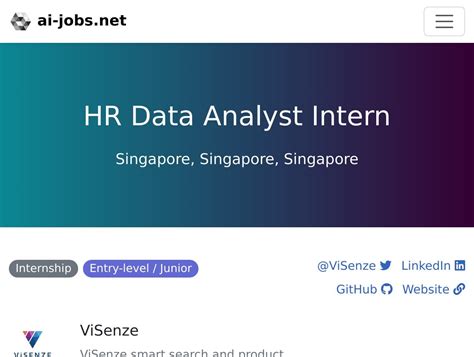 [hiring][internship] Hr Data Analyst Intern In Singapore Singapore Singapore R Ai Ml Jobs