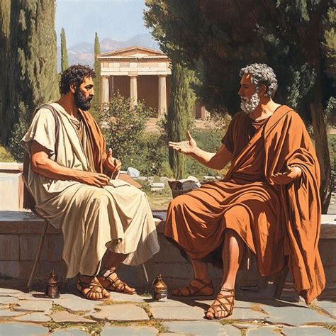 Ancient Greek Philosophers Engaged In Discussion At The Agora In Athens