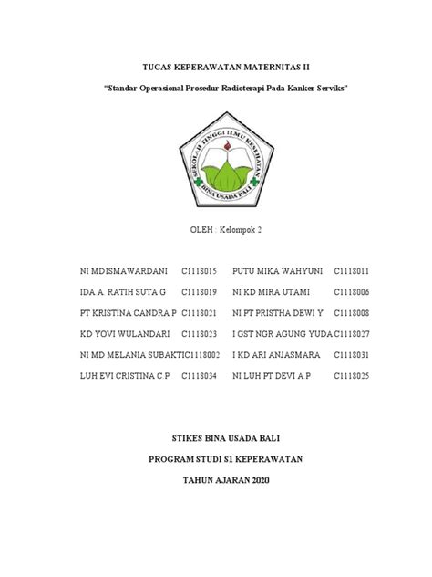 Sop Radioterapi Kanker Serviks Pdf Sains And Matematika