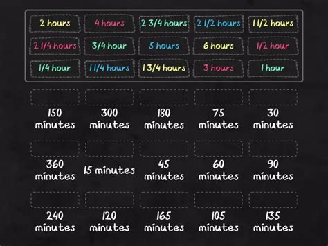 Convert Hours To Minutes Match Up