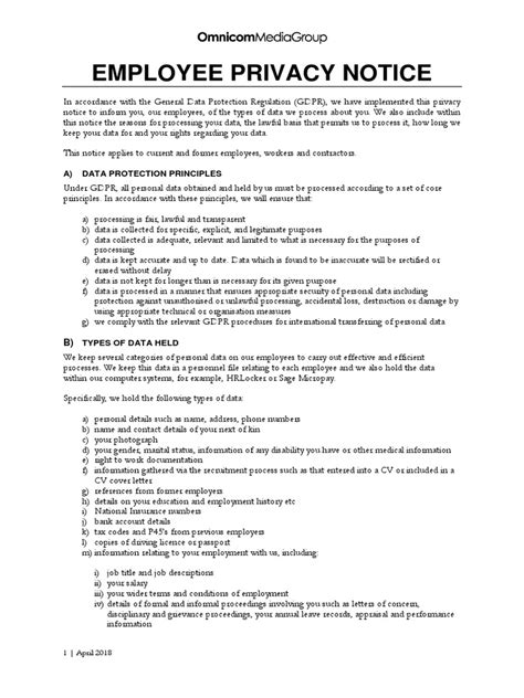 Privacy Notice Letter To Attach To Privacy