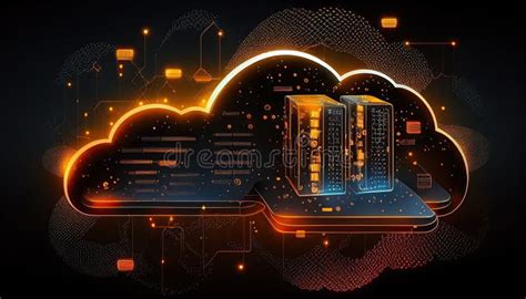 Cloud Compution On Data Server Cloud Technology Stock Illustration