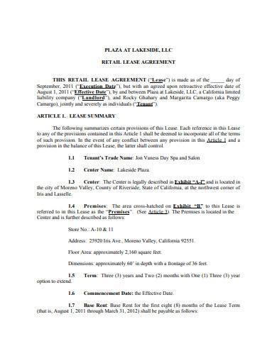 Free 11 Retail Lease Agreement Samples In Pdf Ms Word