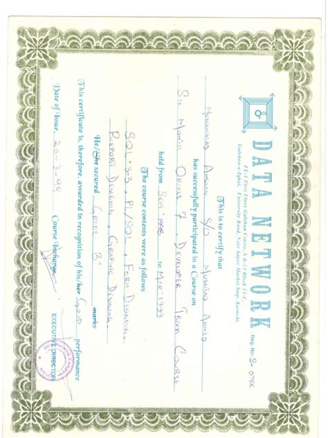 Oracle 7 Certificate Pdf