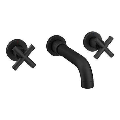 Osaka Wall Mounted 3 Hole Wall Mounted Bath Mixer Tap Matt Black