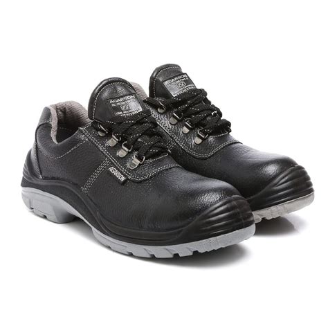 Safety Shoes Leather Size 6 12 Black Steel Toe Cap Pu Sole 15kg Weight Ideal For
