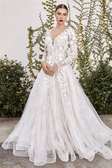Kathryn Floral Applique A Line Ball Gown Wedding Dress