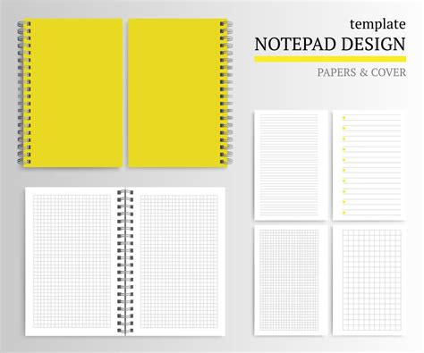 Template Of Notebook Cover And Papers 13469184 Vector Art At Vecteezy