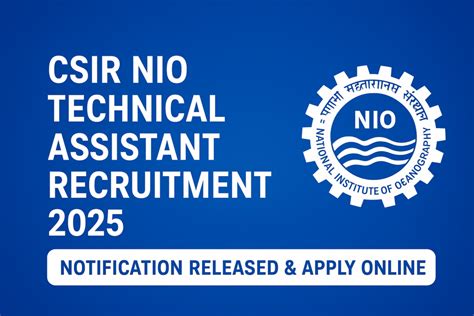 Csir Nio Technical Assistant Recruitment 2025 Apply Online