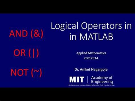 How to use Logical Operators in MATLAB: AND, OR, NOT, XOR, ALL, ANY, and FIND #matlabtutorials ...