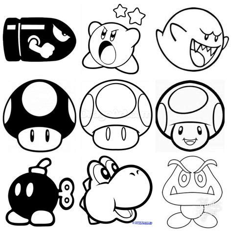 Mario Outline Drawing