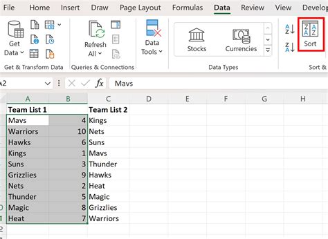 How Can I Sort Two Columns In Excel To Match Each Other
