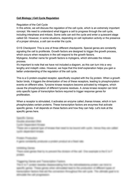 Solution Cell Cycle Regulation Studypool