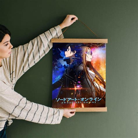 Asuna And Kirito Sword Art Print Poster With Hanger Etsy