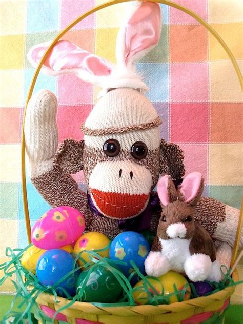 Ernie The Sock Monkey Easter Basket Card By Wiggysstuff On Etsy 350