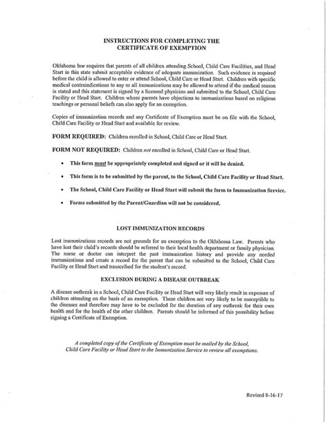 Immunization Exemption Letter Grandfield Public Schools