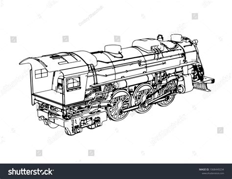 Silhouette Retro Steam Engine Vector 스톡 벡터로열티 프리 1068449234
