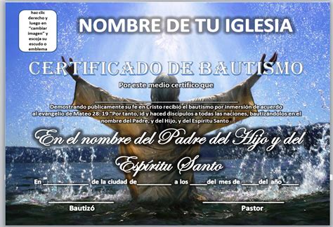 Certificado De Bautismo Gratis