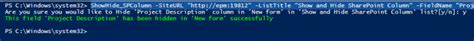 show and hide columns in sharepoint list forms using powershell