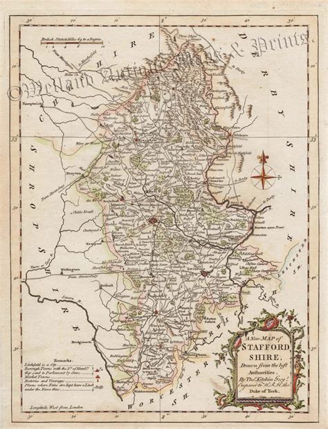 A New Map Of Stafford Shire Drawn From The Best Authorities By Thomas Kitchin C 1764 Welland